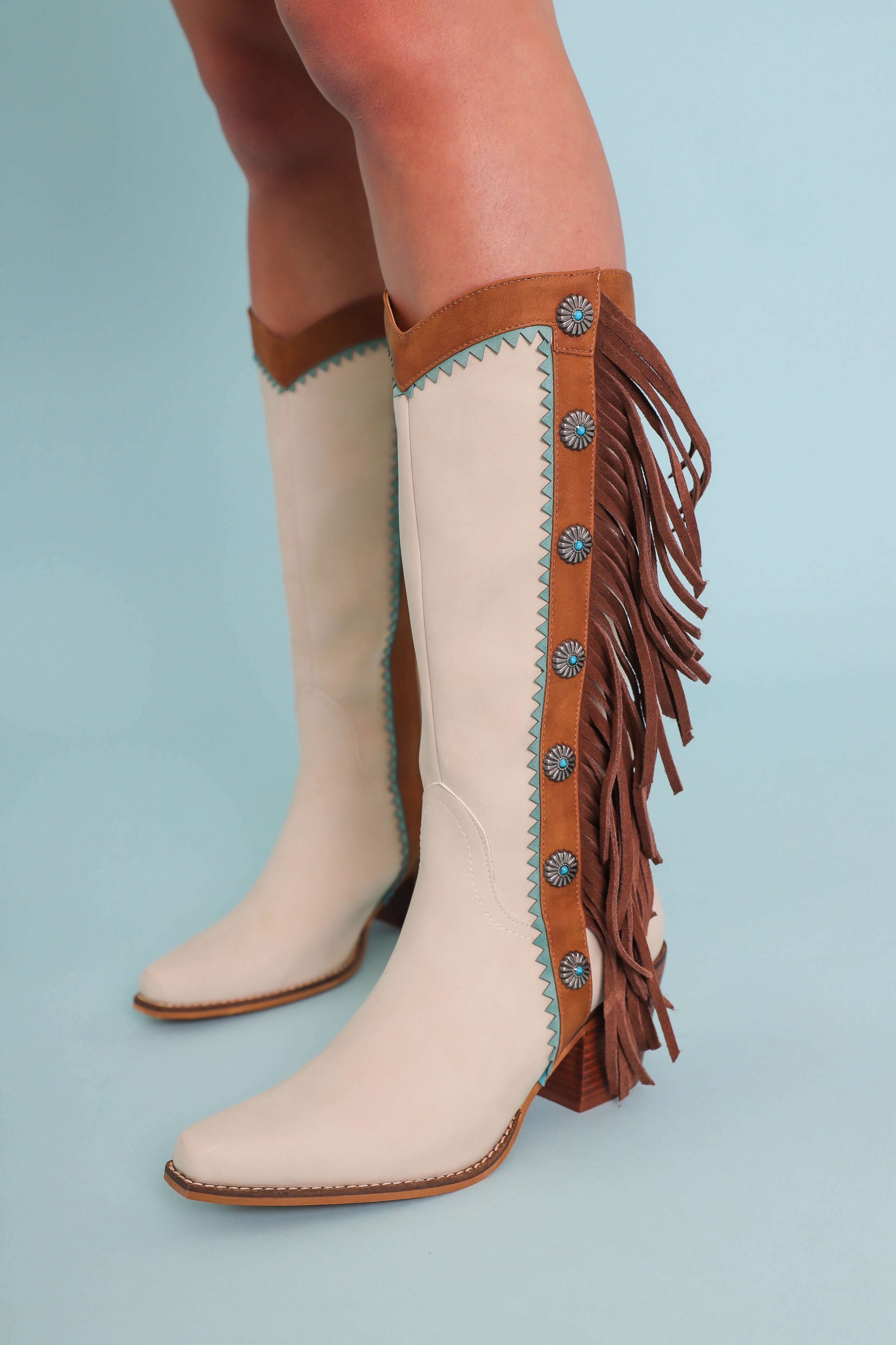 Women's Western Fringe Boots- Turquoise Western Boots – Juliana's Boutique