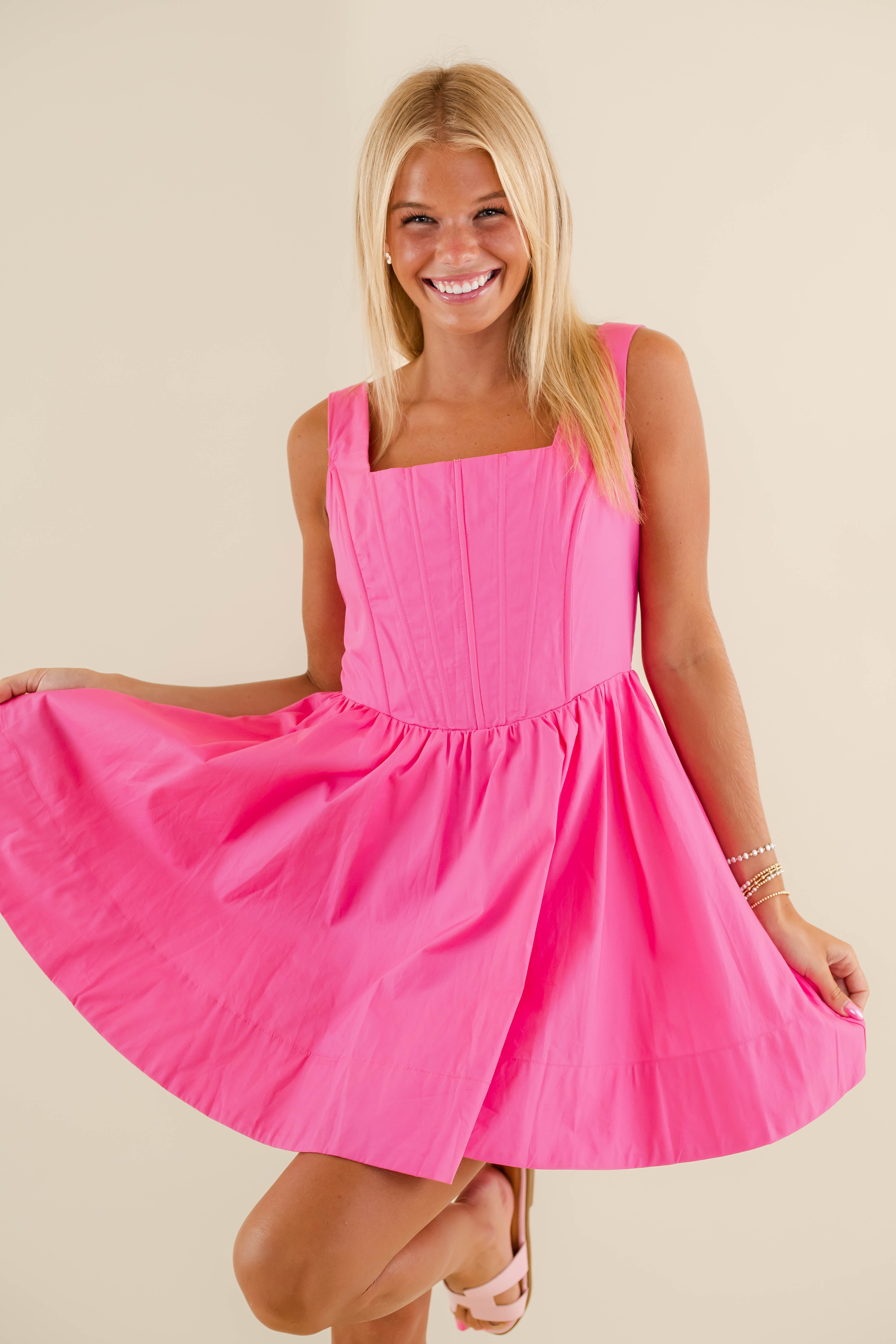 Flirty Pink Mini Dress- Women's Corset Dress- Short Pink Dress ...
