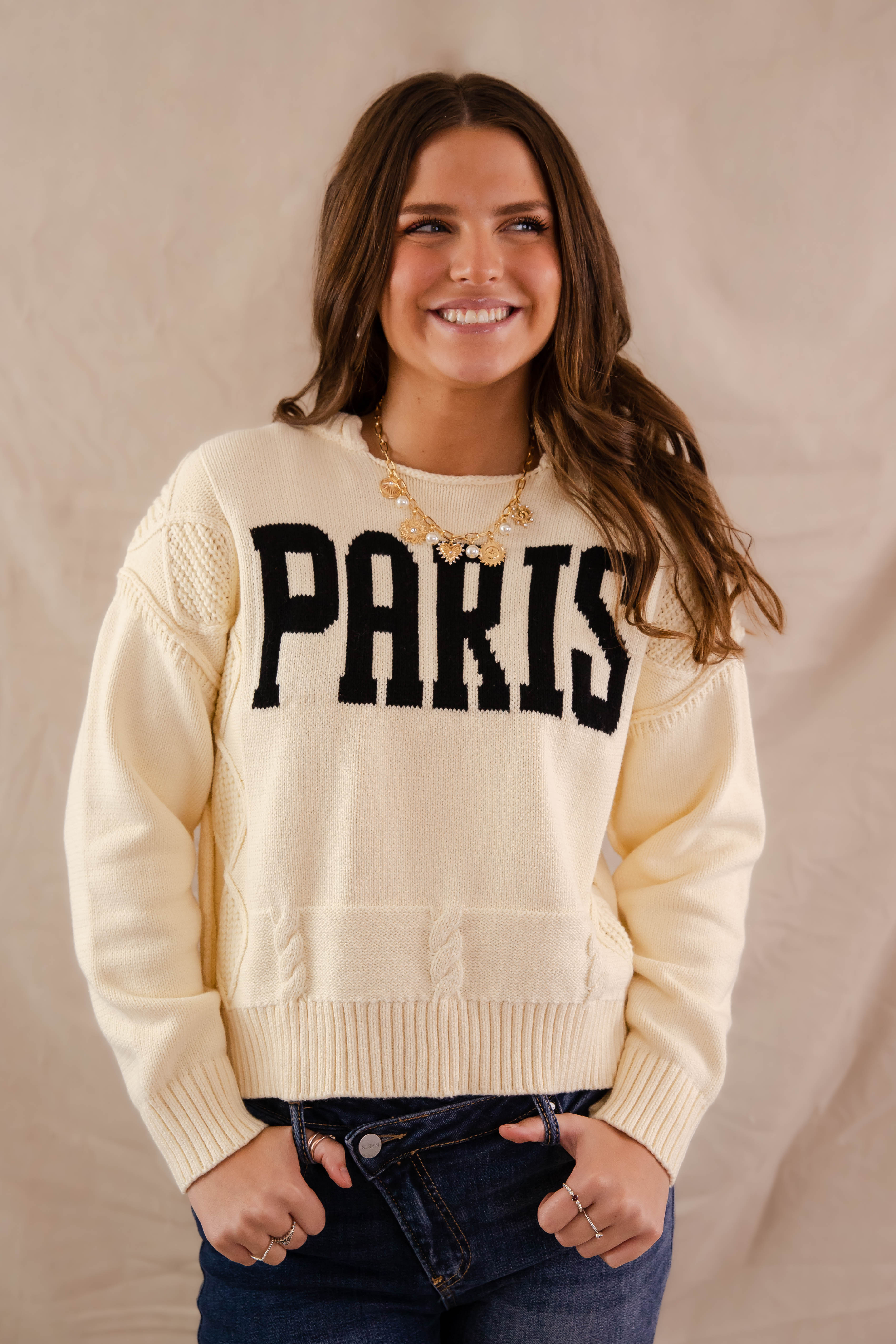 Women's Knitted Paris Sweater- Cable Knit Paris Sweater- Aaron and ...