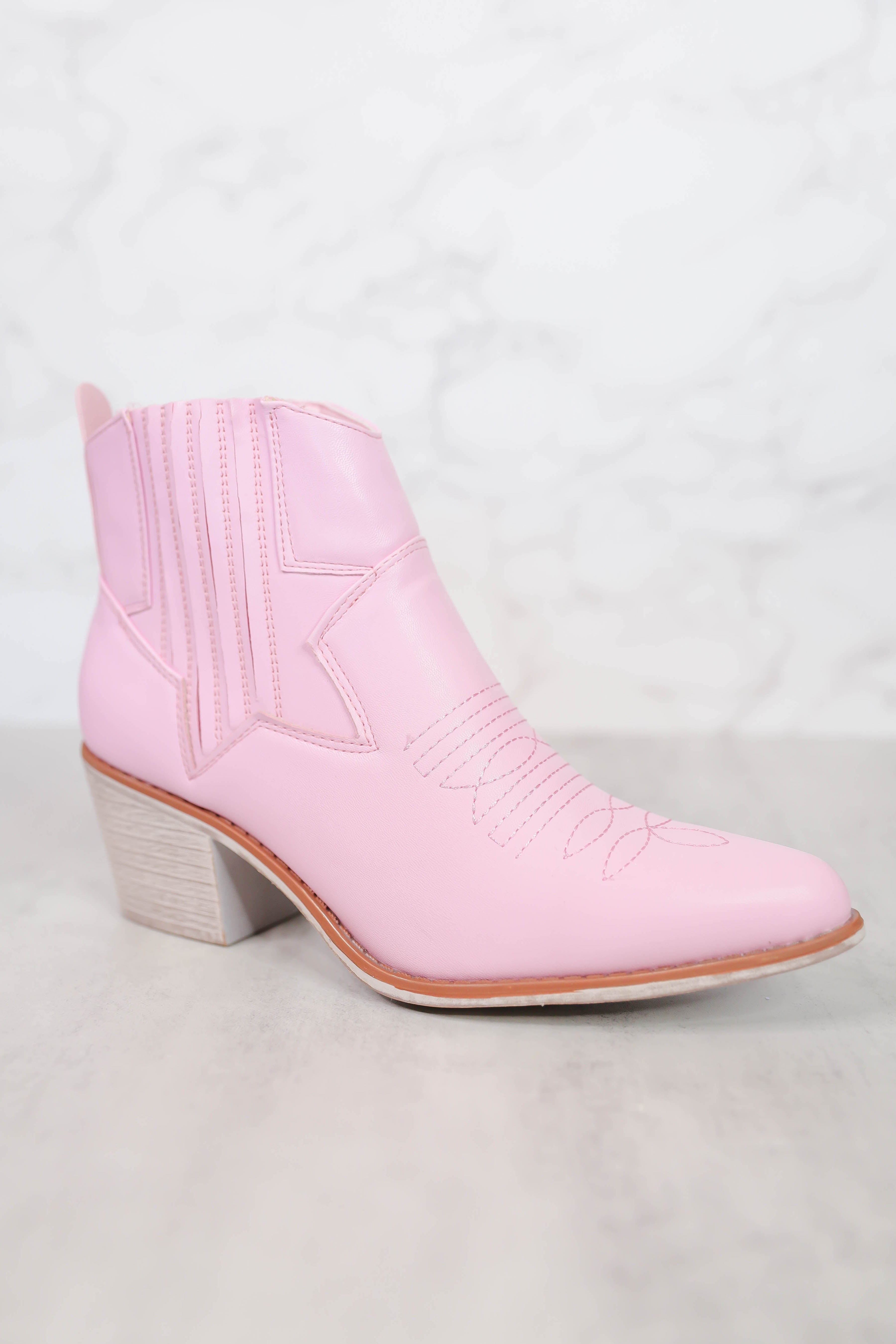 Pink Women's Booties- Pink Western Booties- Pink Short Boots – Juliana ...