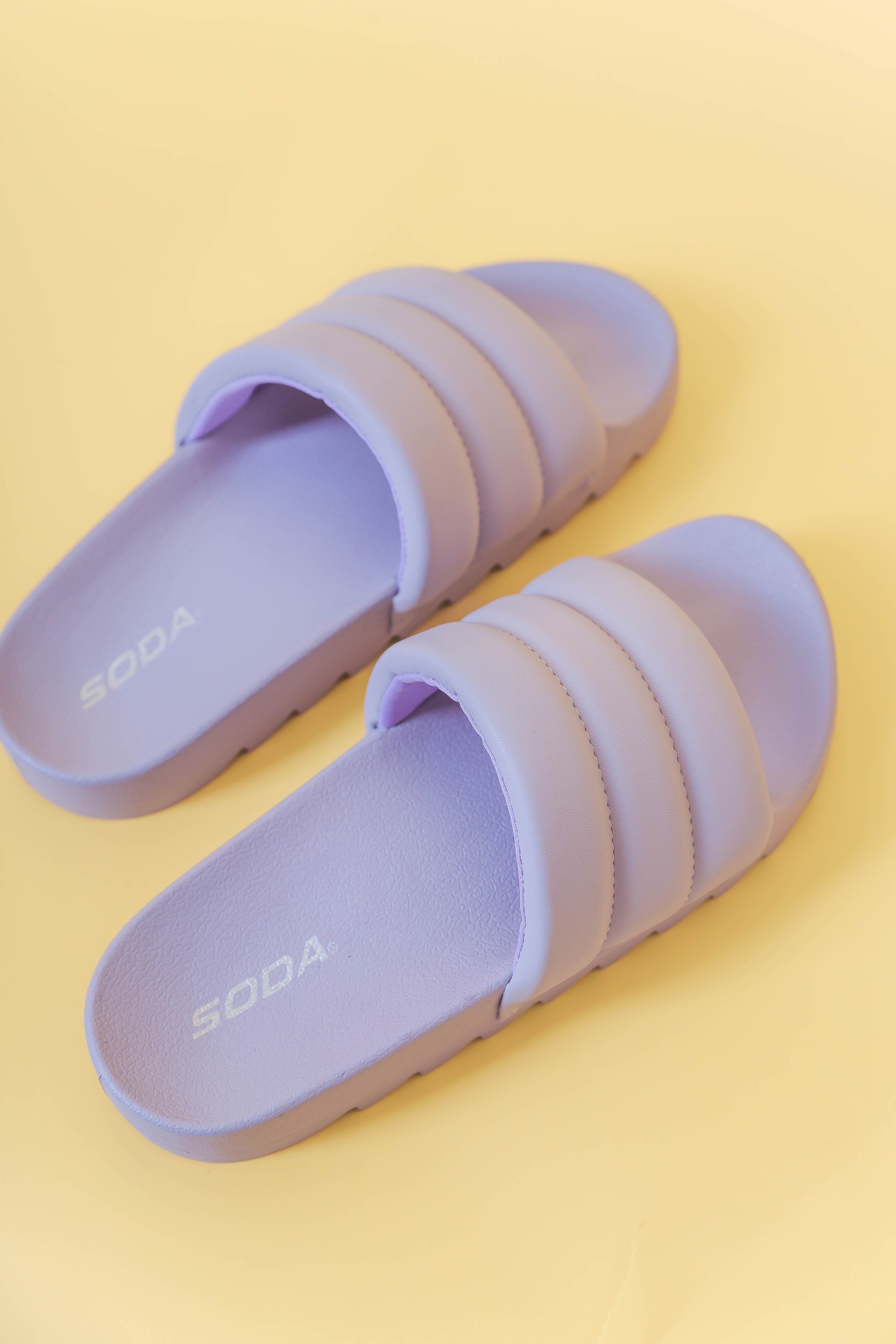 Purple Slides- Women's Cushion Slide Sandals- Women's Puffy Slides ...